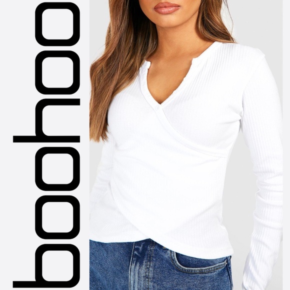 Boohoo | Tops | Boohoo White Wrap Top | Poshmark